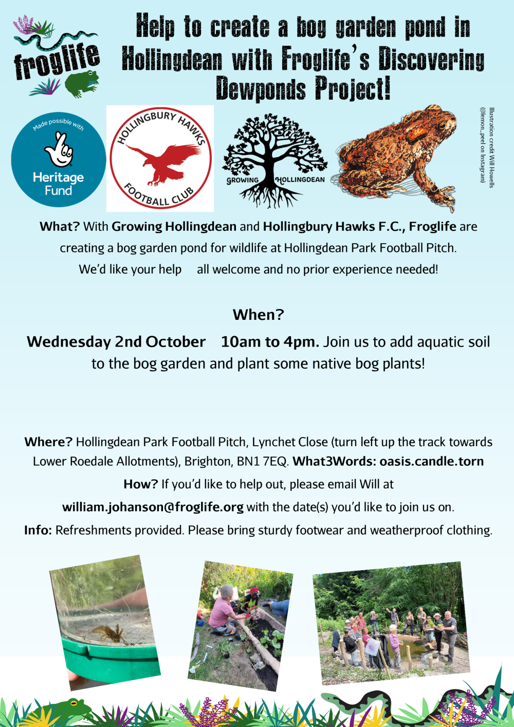 Bog Garden build at Hollingdean Park Football Pitch – Growing Hollingdean